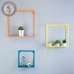 Square Shelfs Hanging, Rustic Loft Style Solid Metal Shelf, Home ...