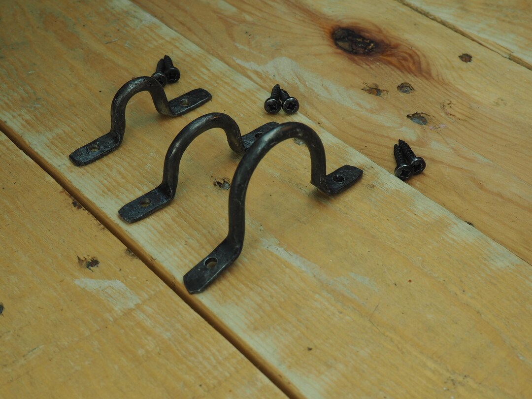 Rustic Under Counter Hook – Hand Forged Bracket Shackle, Curtain Rod ...