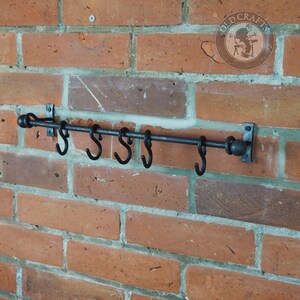 Wrought Iron Pot Rack, Rustic Wall Mounted Kitchen Hook Holder, Hand ...