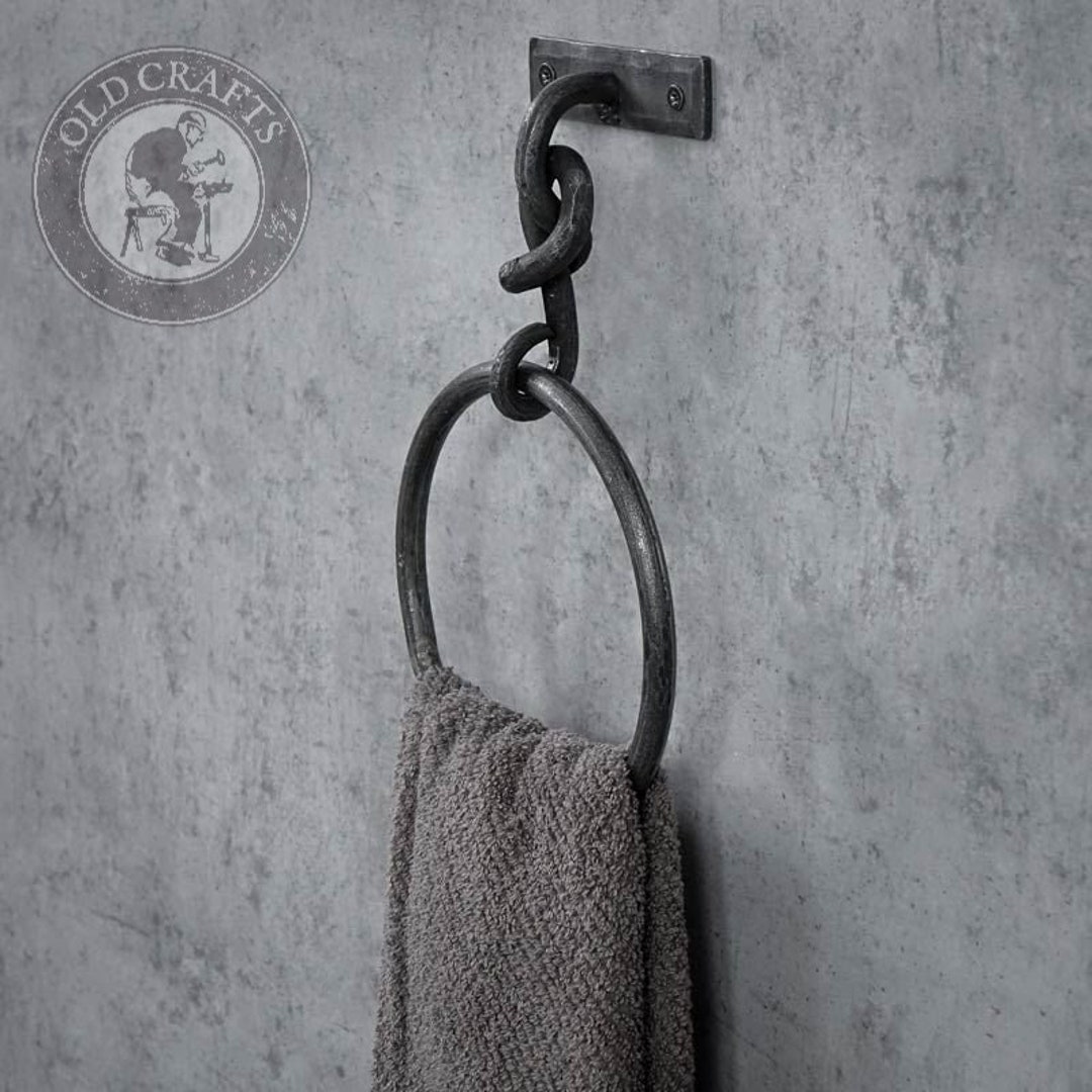 Wrought Cast Iron TOWEL RING, Vintage Rustic Industrial Iron Towel ...