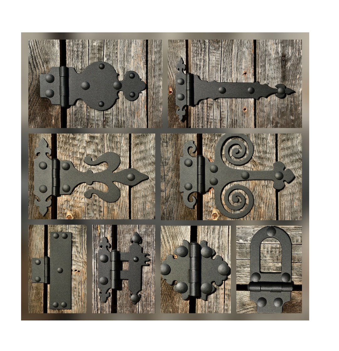 Small Decorative Strap Hinges – Laser-cut Steel, Black Powder-coated ...