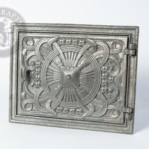 12.8''x10'' Wood Stove Cast Iron Door, Black Cast Iron Door, Ornamental ...