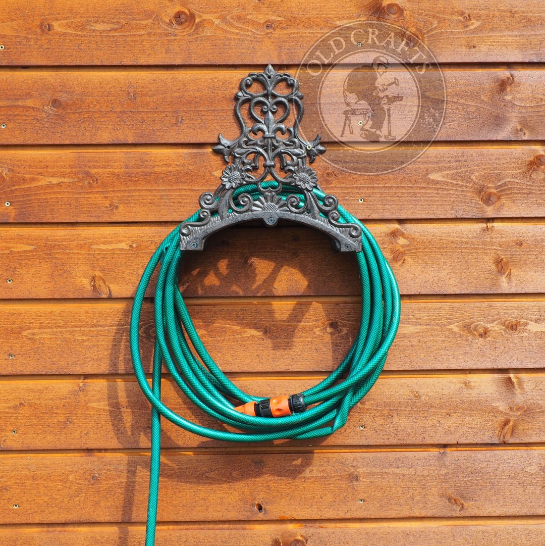 Rustic Brown Iron Hose Holder, Retro Garden Hose Holder, Vintage Hose ...