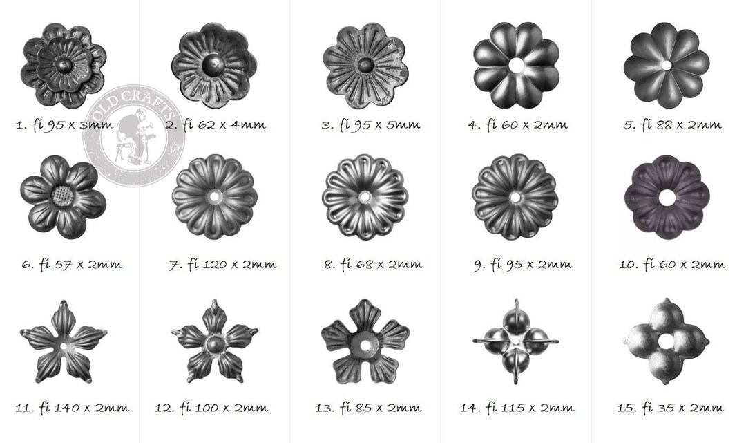 Flowers Rosette Ornament, Metal Flower, Cast Iron Flower Rosette, Iron ...