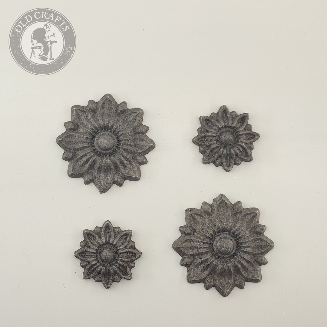 Decorative Iron Rosette, Cast Steel Rosette Ornament, Metal Flower ...