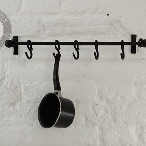 Wrought Iron Pot Rack, Rustic Wall Mounted Kitchen Hook Holder, Hand ...