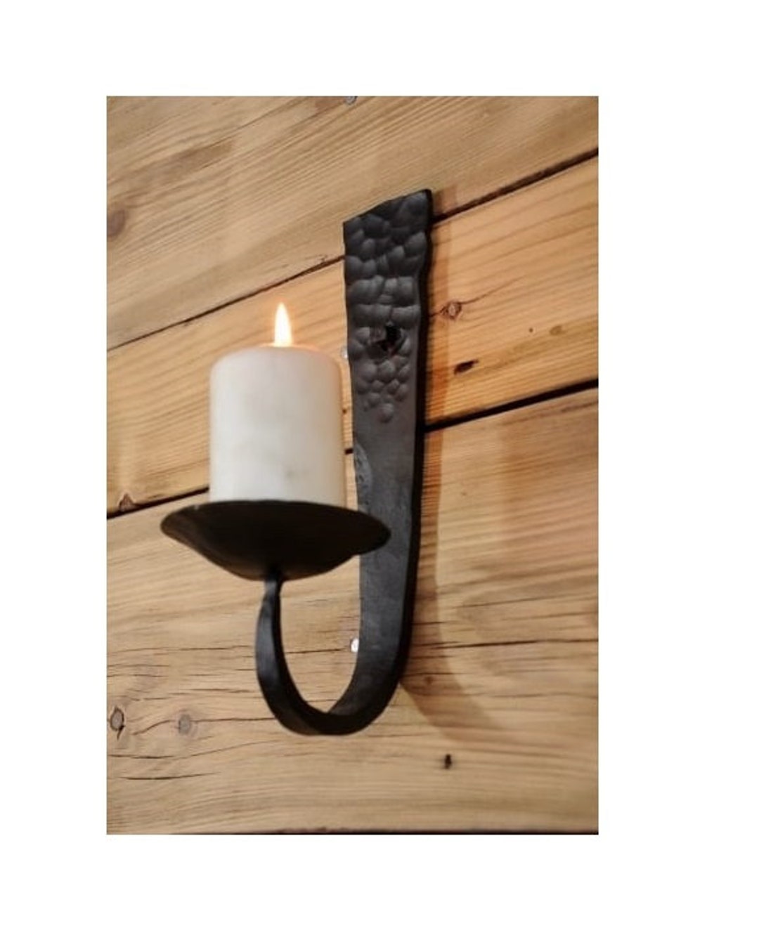 Wall Mounted Forged Candlestick, Forged Wall Candleholder, Wrought Iron ...