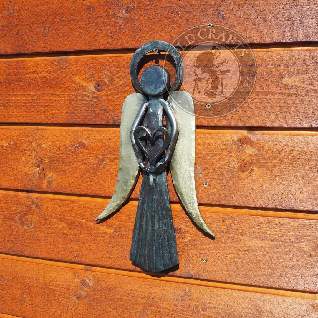 Hand Forged Angel, 15'' Decorative Angel, Wall Mounted Metal Angel ...
