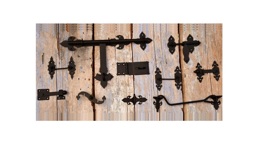 Cottage Forged Iron Slide Bolt Lock, Shutters Latch Lock, Rustic Door ...