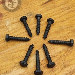Pack of 10 HAND FORGED Screws, Head Wrought Iron Blacksmith, Rustic ...