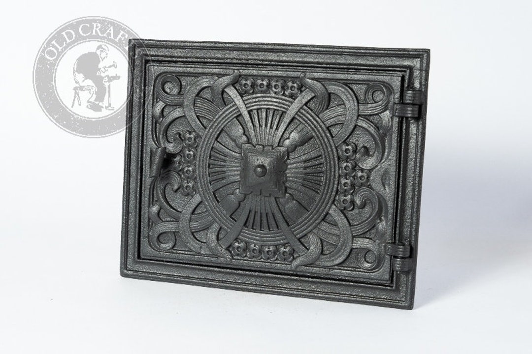 12.8''x10'' Wood Stove Cast Iron Door, Black Cast Iron Door, Ornamental ...