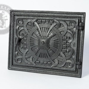 12.8''x10'' Wood Stove Cast Iron Door, Black Cast Iron Door, Ornamental ...
