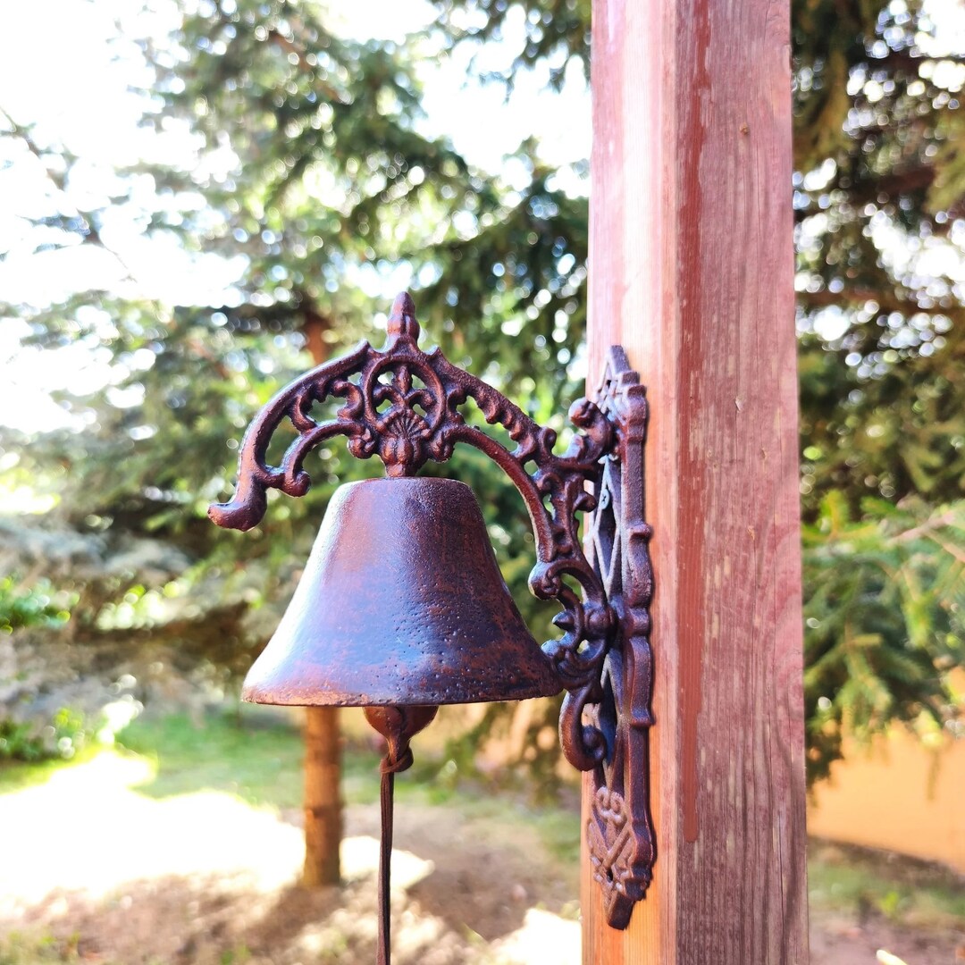 Garden Cast Iron Bell, Wall Mounted Iron Bell, Garden Decor, Front Door ...