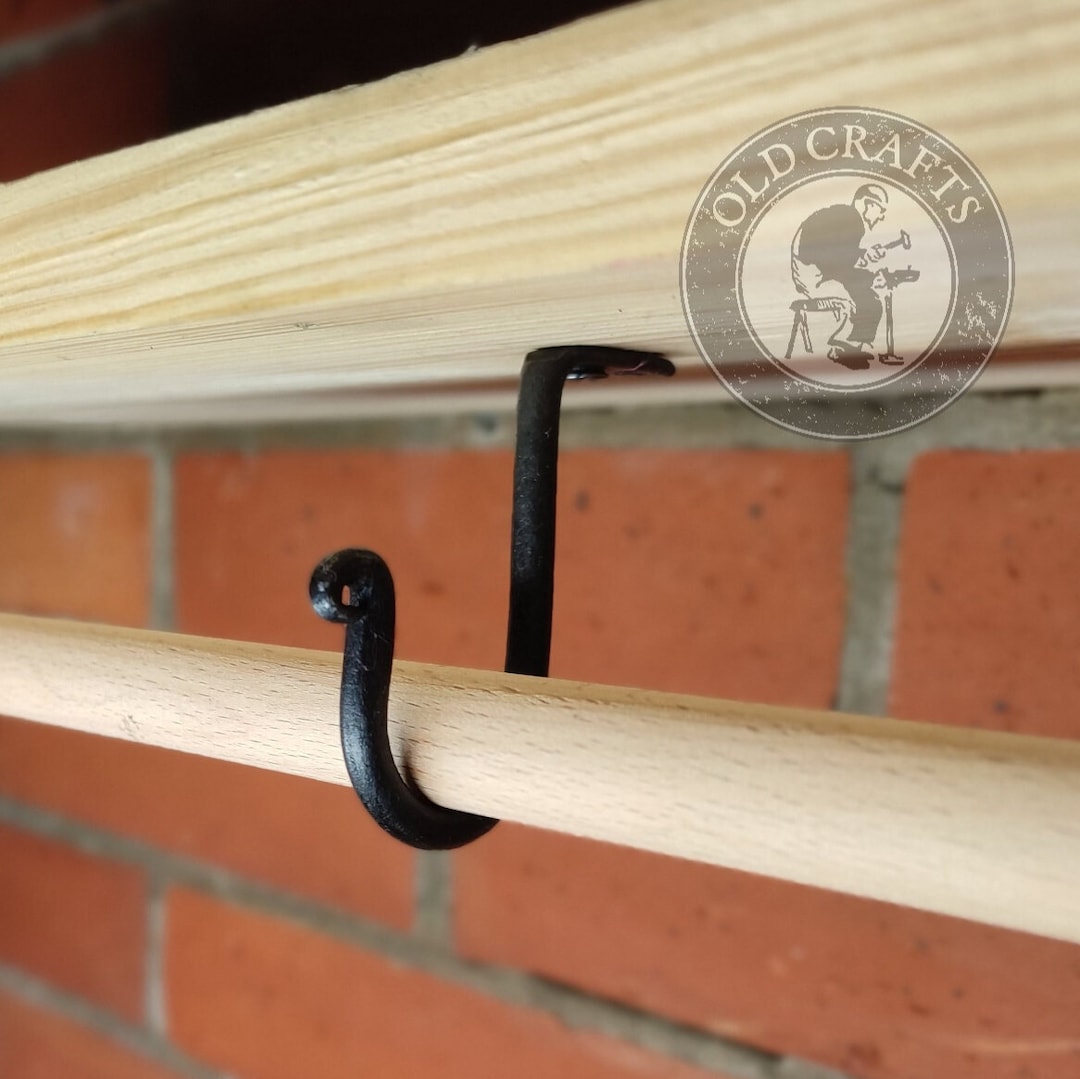 Blacksmith Forged Under Counter Hook, Hand Forged Hook, Shelf Iron Hook ...
