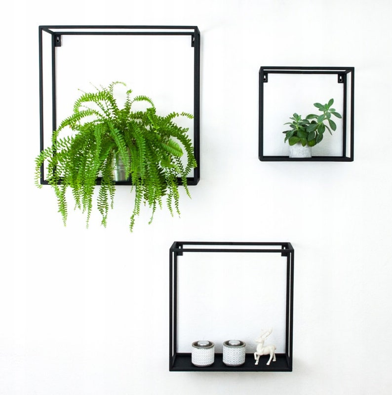 Square Shelfs Hanging Rustic Loft Style Solid Metal Shelf - Etsy