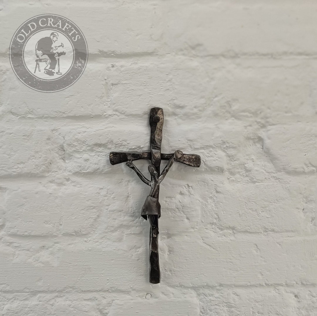 10'' Metal Cross, Wall Mounted Iron Cross, Hand Forged Cross, Christian ...
