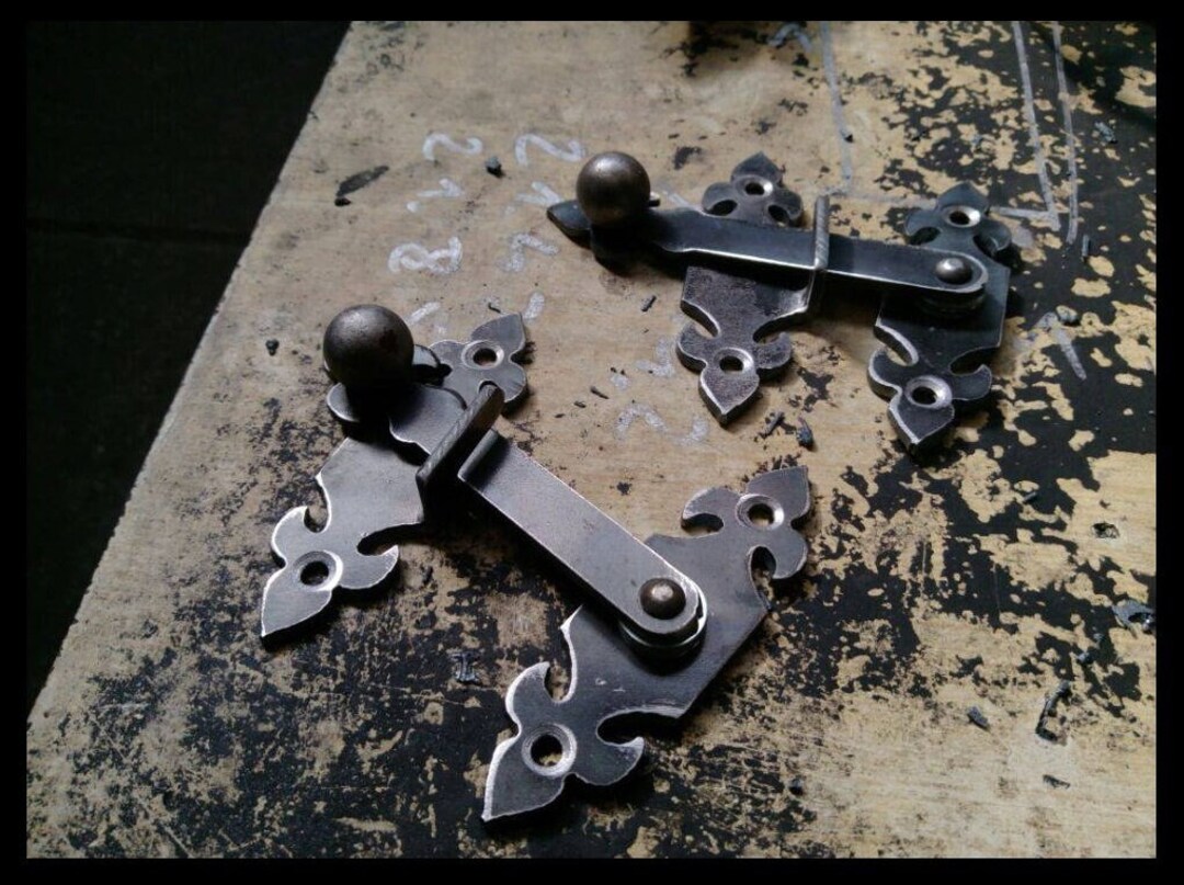 Home Forged Iron Slide Bolt Lock, Shutters Latch Lock, Rustic Door ...