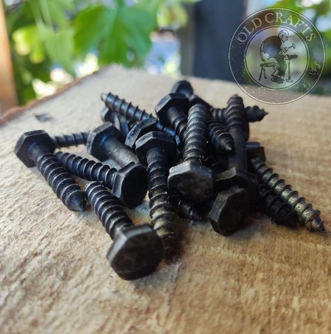 Pack of 10 HAND FORGED Screws, Head Wrought Iron Blacksmith, Nail ...