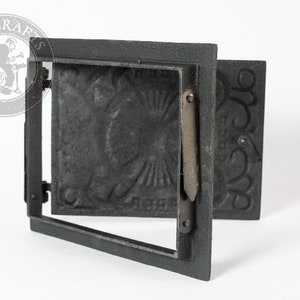 12.8''x10'' Wood Stove Cast Iron Door, Black Cast Iron Door, Ornamental ...
