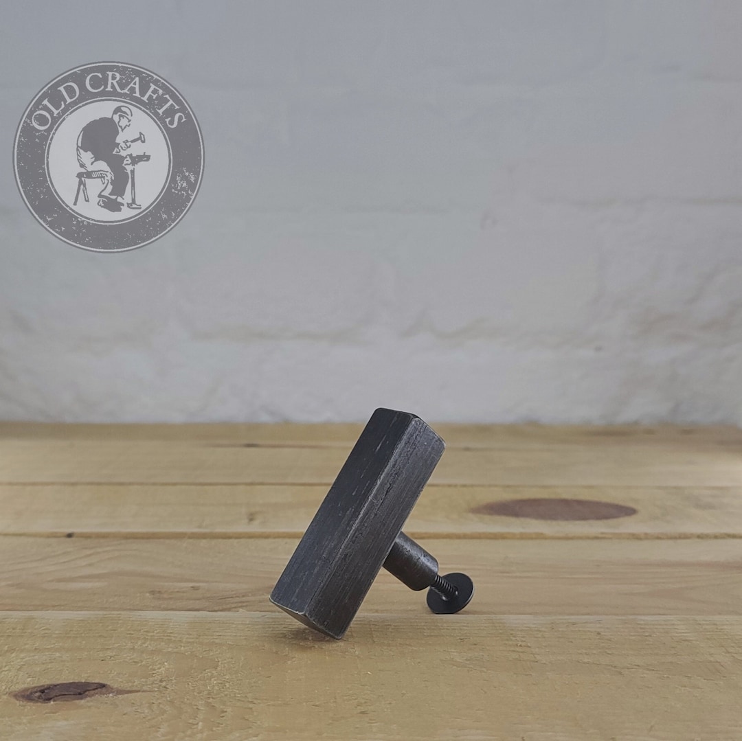 T-bar Hand Forged Steel Knobs, Industrial Loft Knob, Steel Drawer Knob ...