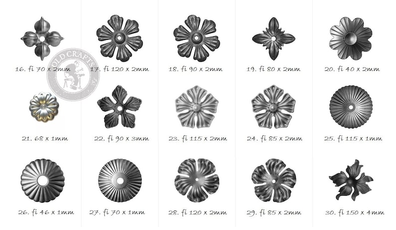 Flowers Rosette Ornament Metal Flower Cast Iron Flower - Etsy