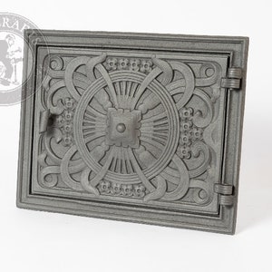 12.8''x10'' Wood Stove Cast Iron Door, Black Cast Iron Door, Ornamental ...