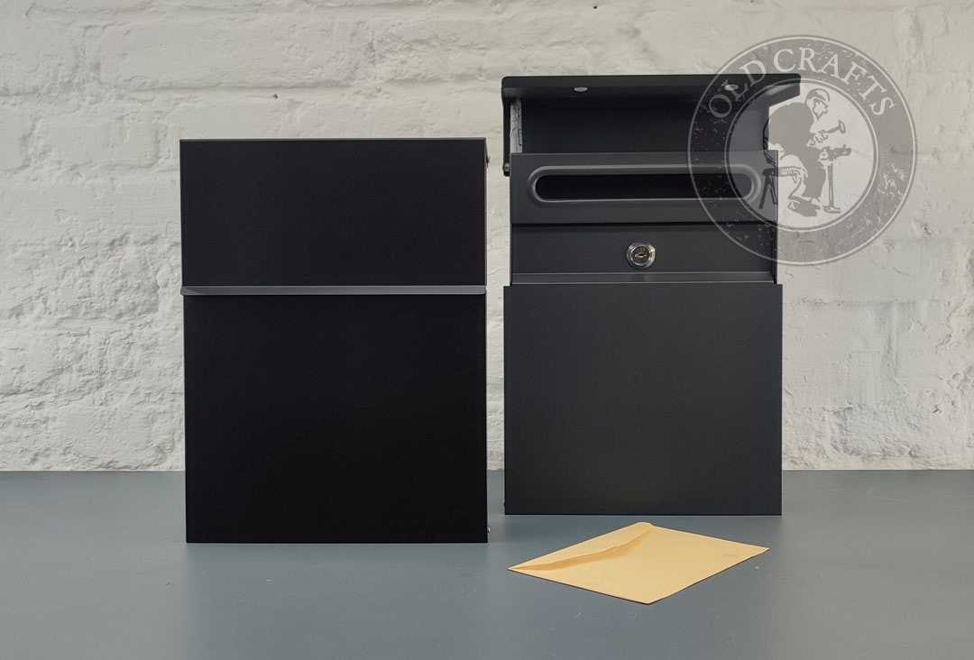 Black Modern Slim Wall Mailbox – Handmade Letterbox in Anthracite or ...