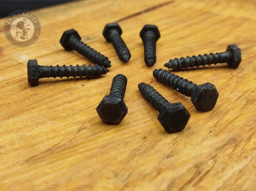 Pack of 10 HAND FORGED Screws, Head Wrought Iron Blacksmith, Rustic ...