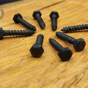 Pack of 10 HAND FORGED Screws, Head Wrought Iron Blacksmith, Rustic ...