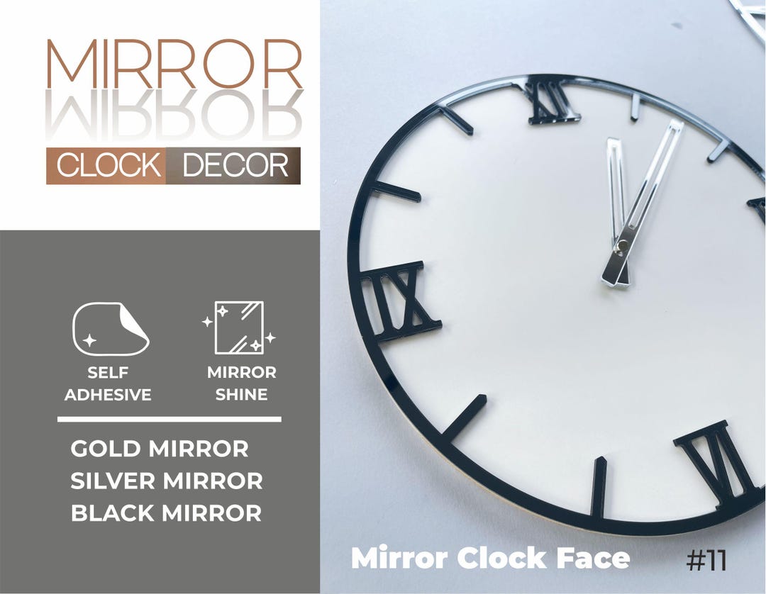 Mirror Clock Face Decor Mirror Clock for Wall Resin Clock Ziffernblatt ...