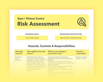 Hazard Risk Assessment Excel Template - Etsy UK