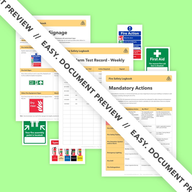 Fire Safety Log Book, Health & Safety Template Includes Mandatory ...