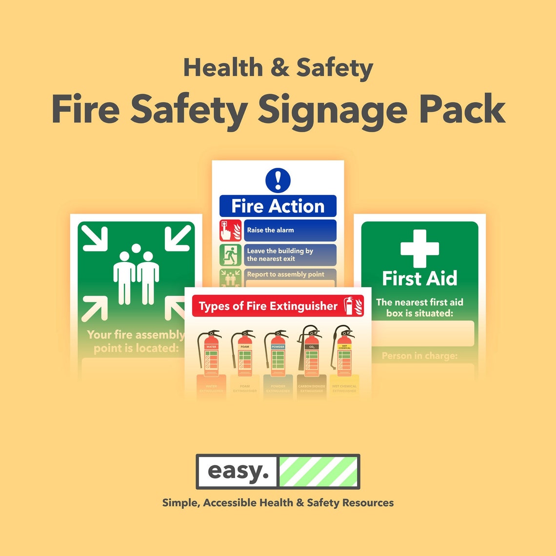 Fire Safety Signage Pack, Download & Print Signs, Includes Fire Action ...