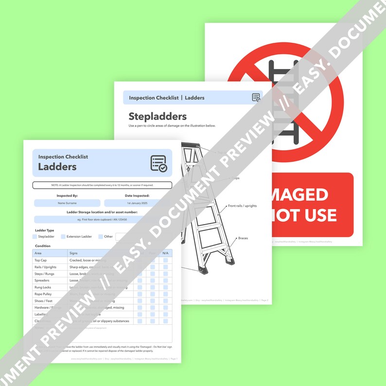 Ladder Inspection Checklist Template Form for Small Business - Etsy UK