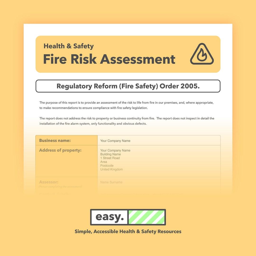 Fire Risk Assessment Form for Small Business / Retail / Office, Ready ...