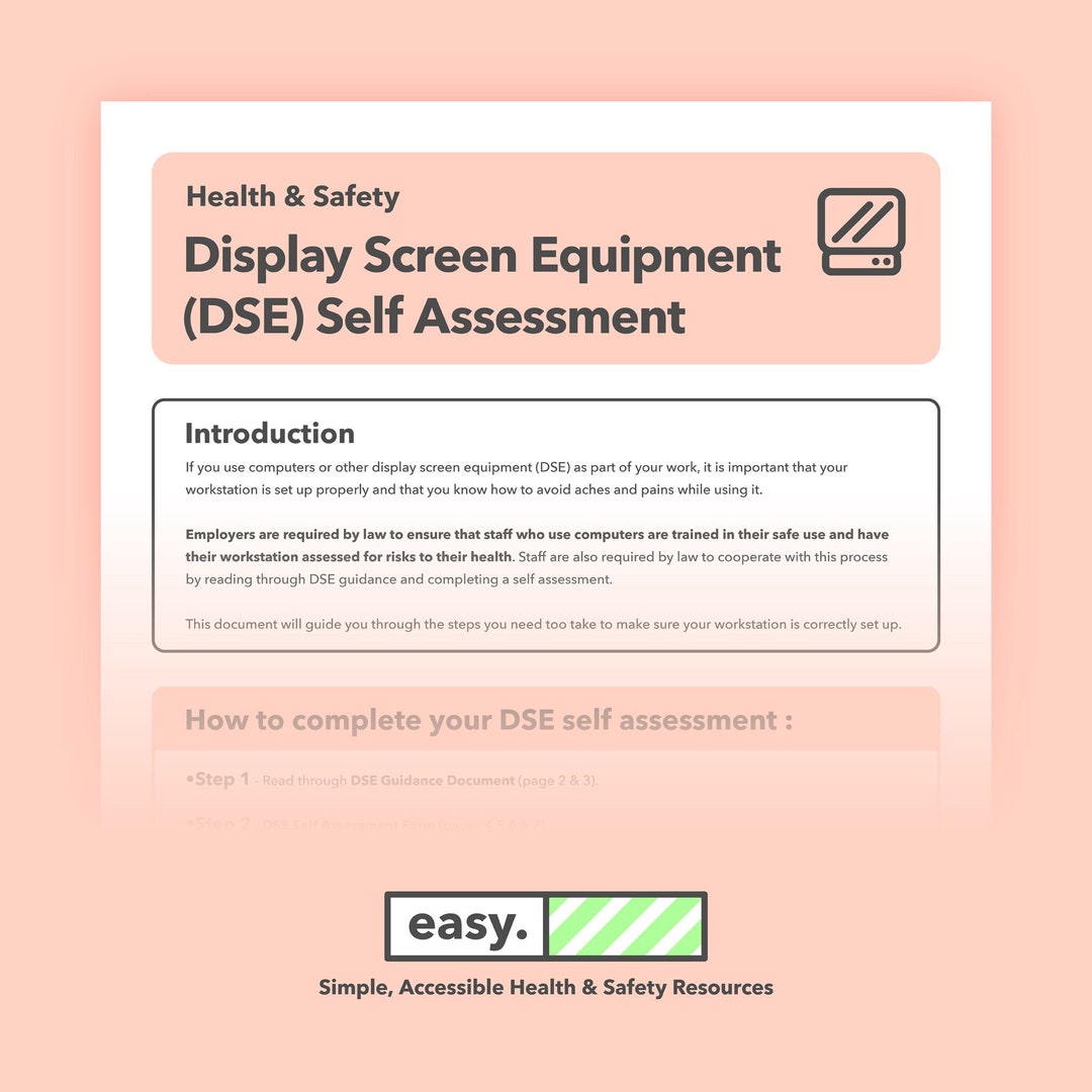 Display Screen Equipment DSE Self Assessment Workstation - Etsy