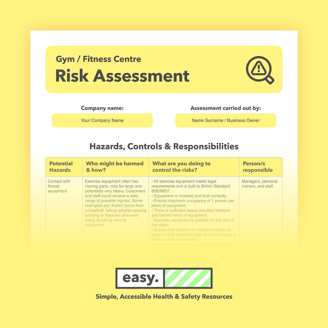 Gym & Fitness Centre Risk Assessment, Health and Safety for Small ...