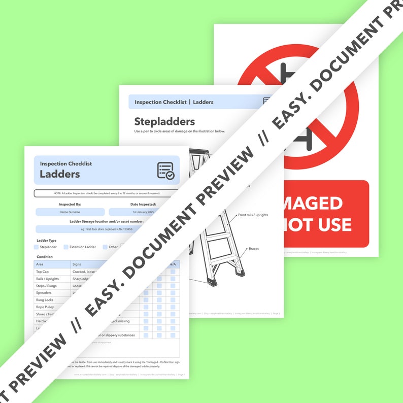 Ladder Inspection Checklist Template Form for Small Business, Health ...