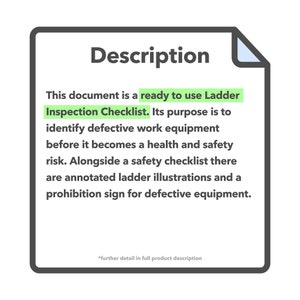Ladder Inspection Checklist Template Form for Small Business, Health ...
