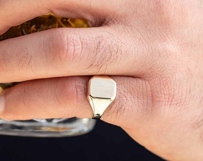 Engravable Signet Ring for Men, Pinky Finger Signet Ring, Engravable ...