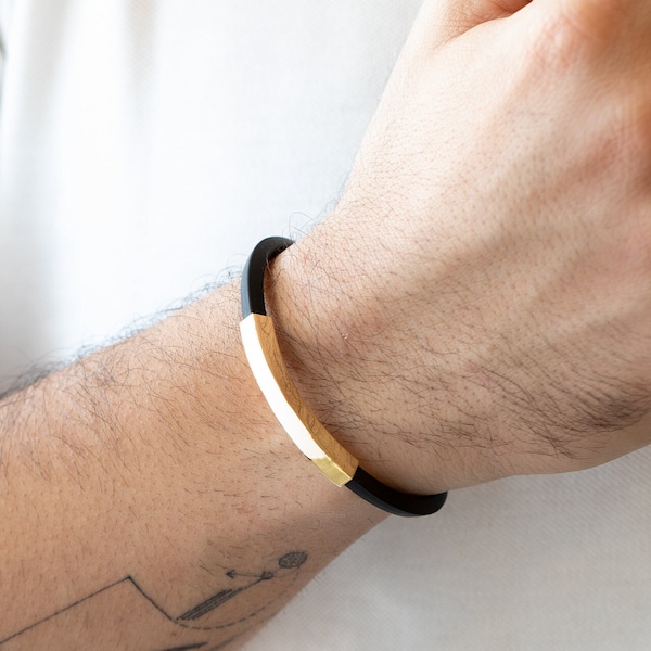 Men Rubber Gold Bracelet - Etsy