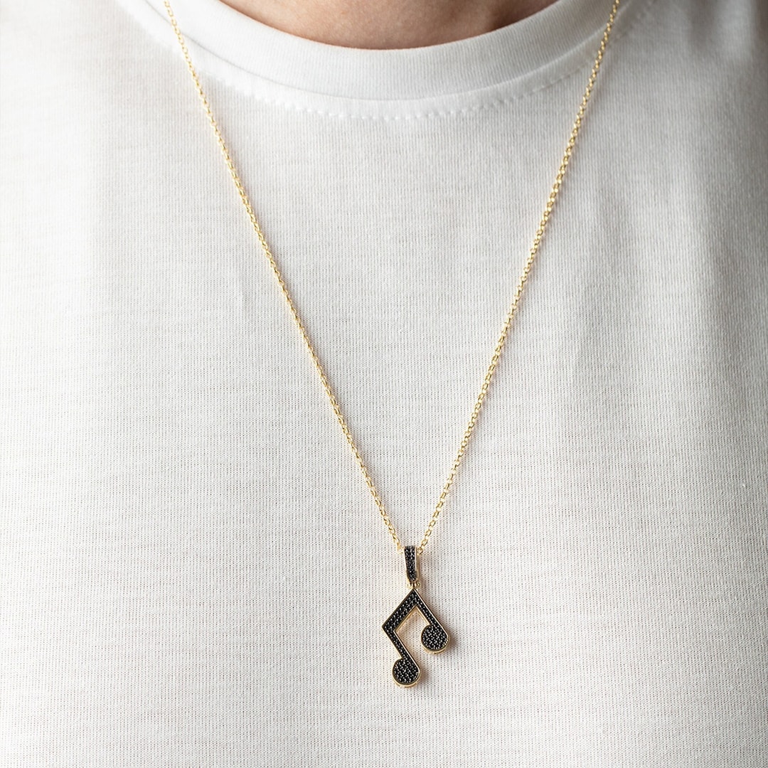 Music Symbol 14k Gold Pendant, 14K Yellow Gold Treble Clef Necklace ...