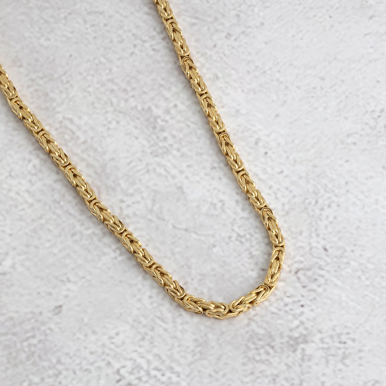 14k Solid Gold Byzantine Chain Necklace for Men, Men Real Gold Chain ...