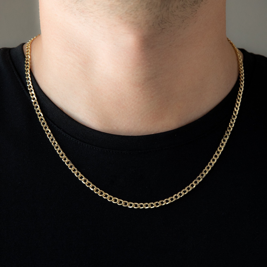 Classy 14K Real Gold Miami Cuban Link Chain Necklace for Men and Women ...