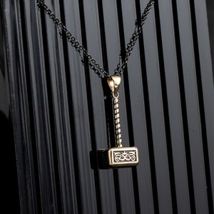 Mjolnir Thor Hammer Solid Gold Pendant, 14K Yellow Gold Thor's Hammer ...