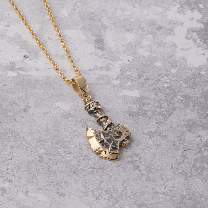 Men's 14k Gold Viking Axe Pendant 14K Solid Gold - Etsy