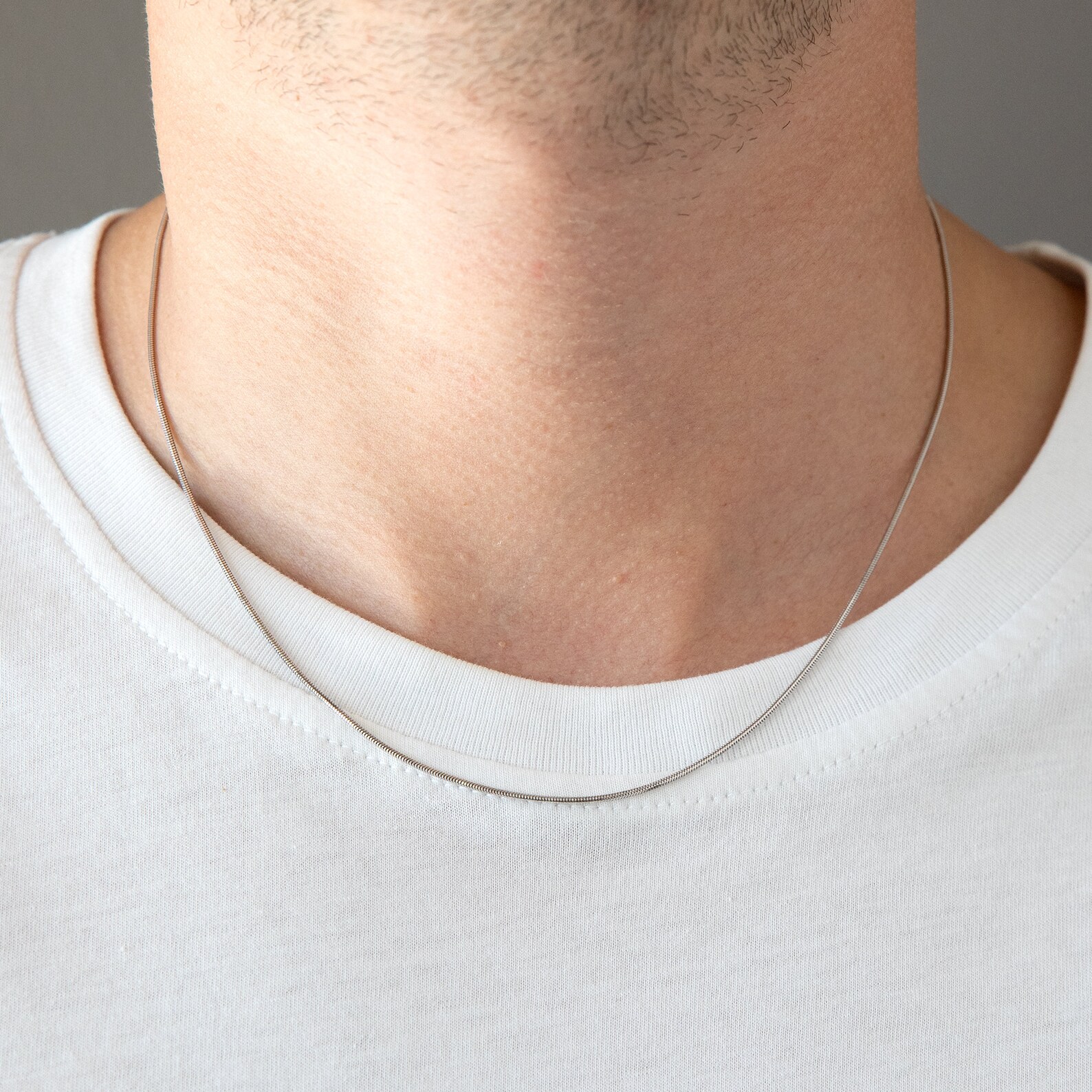 14K Solid White Gold Men Chain Real Gold Round Chain - Etsy