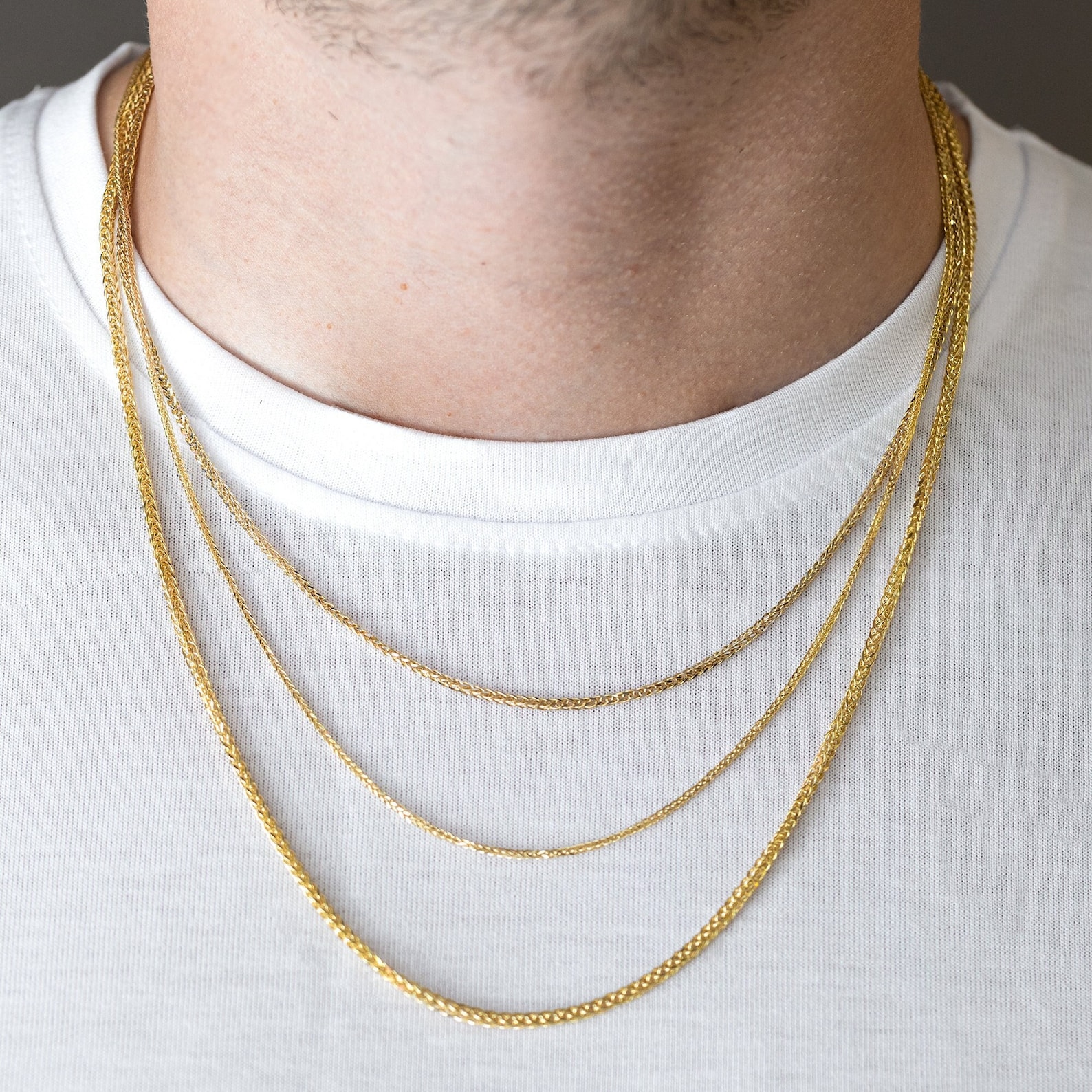 14K Solid Yellow or White Gold Foxtail Chain Necklace, 14k Wheat ...