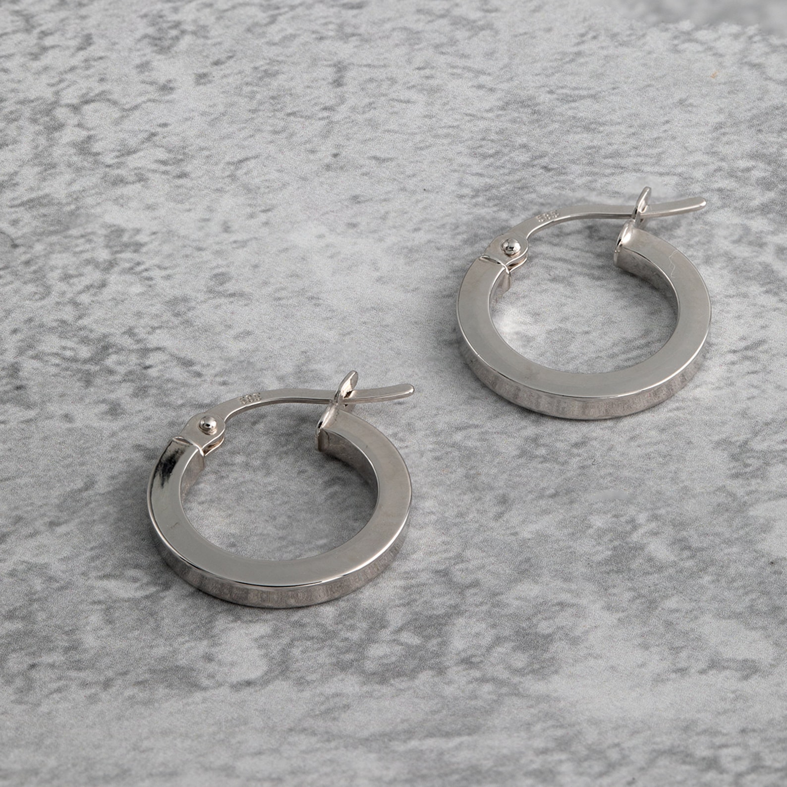 Men's Solid Gold Hoop Earring 14K White Gold Huggie - Etsy