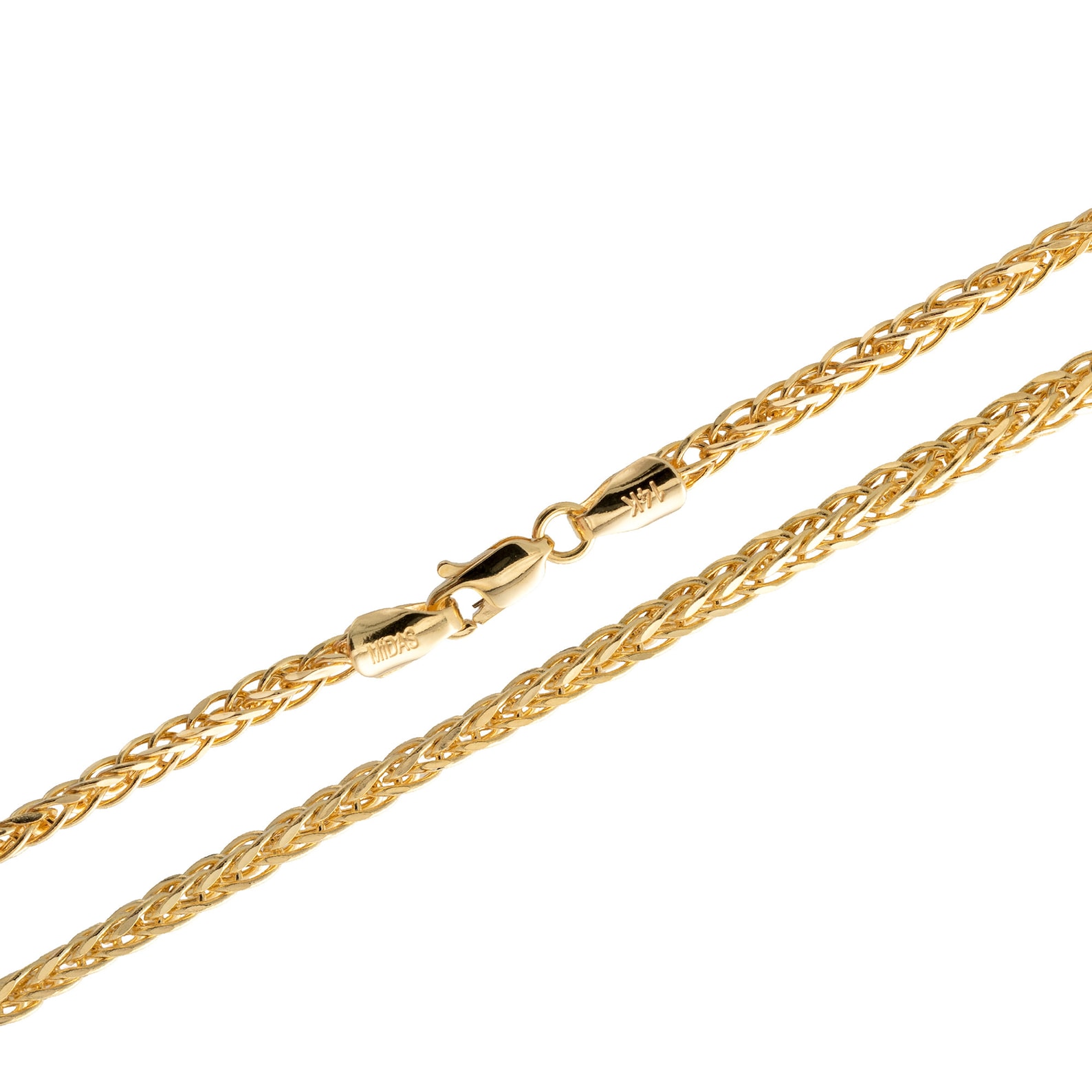 14K Solid Yellow or White Gold Foxtail Chain Necklace, 14k Wheat ...